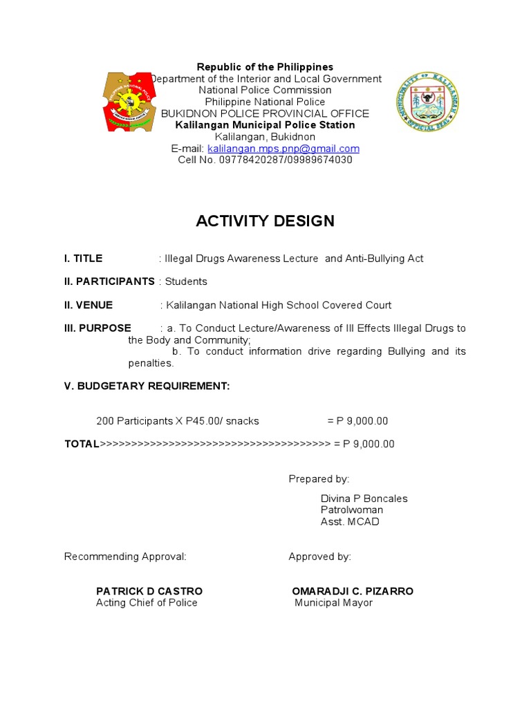 Activity Design: Republic of The Philippines | PDF | Crime & Violence ...
