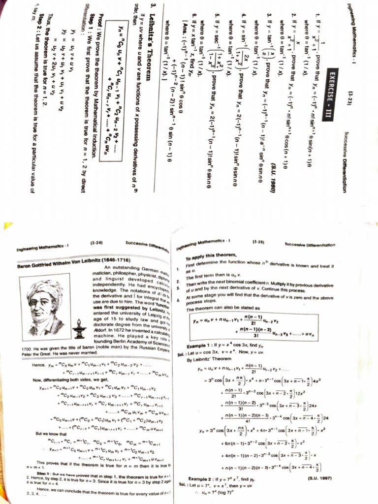 Successive Differentiation Part II Leibnitz Theorem | PDF | Derivative ... Successive Differentiation Part II Leibnitz Theorem | PDF | Derivative ...