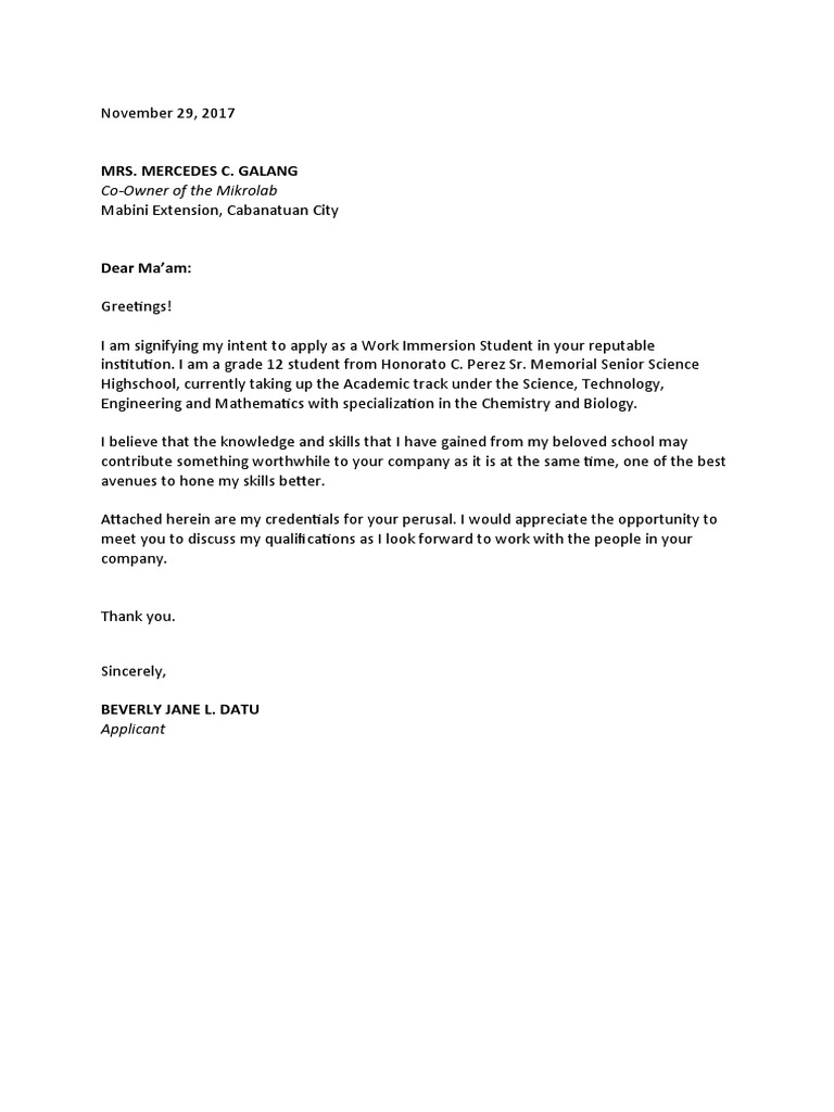 Application Letter Template | PDF