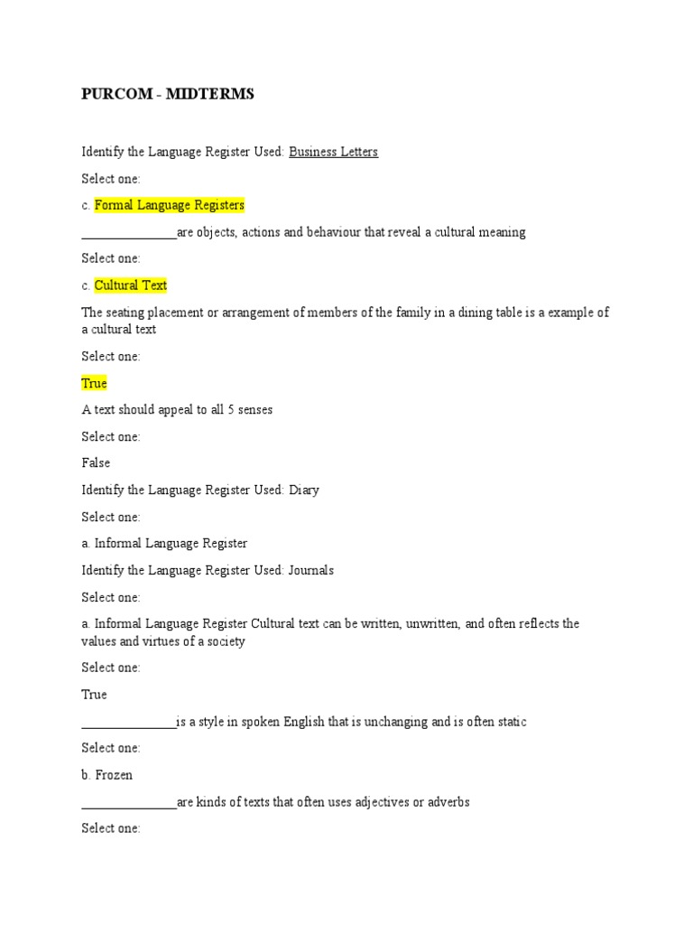 Purcom Module 1 Quiz | PDF | English Language | Cognition