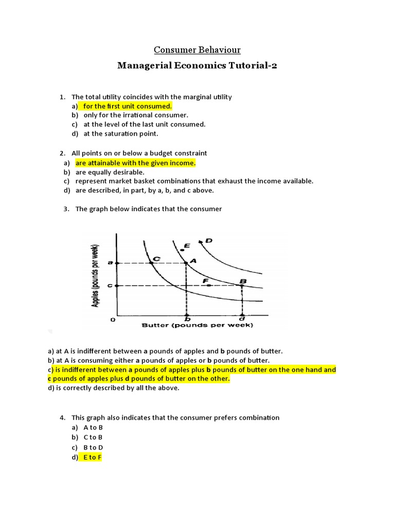 Managerial Economics Tutorial 2 Solution Pdf Utility Economic Surplus 0587