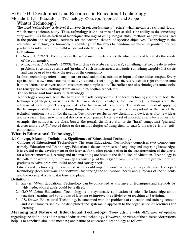 Introduction to Educational Technology | PDF | Educational Technology ...
