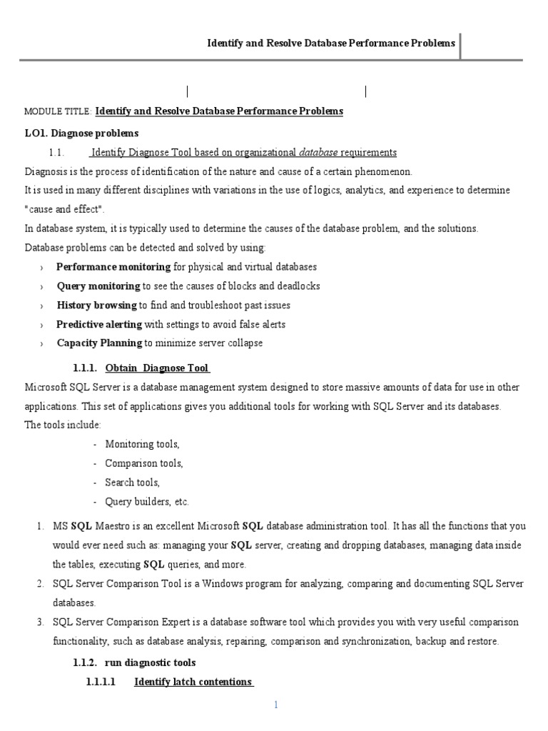 Identify and Resolve Database Performance Problems | PDF | Backup | Databases