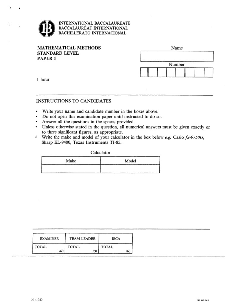 Ib Practice Test 1 | PDF