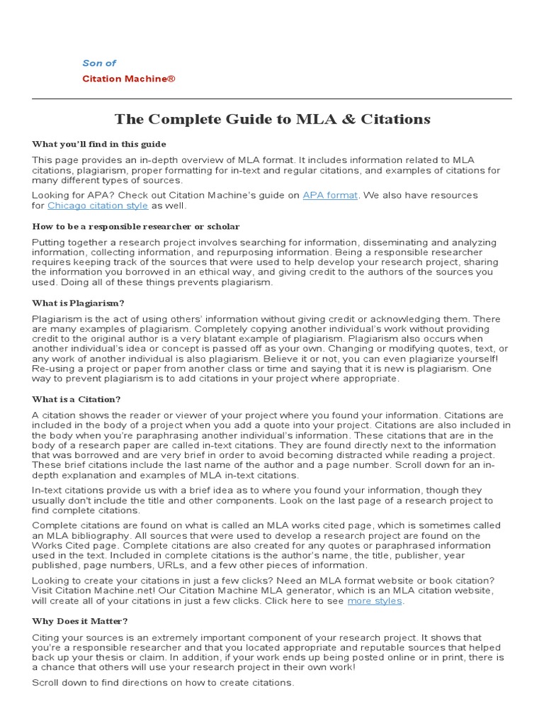 The Complete Guide To MLA & Citations: Citation Machine® | PDF ...