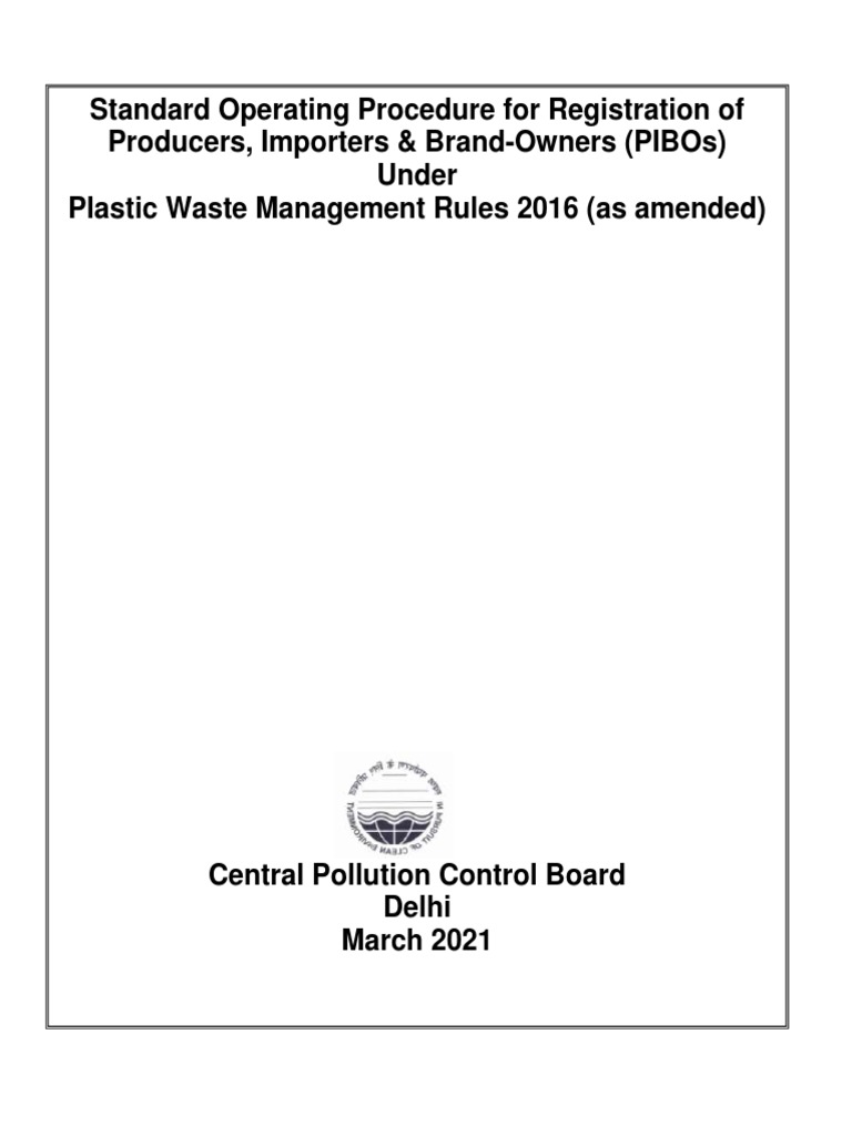 SOP For PIBOs CPCB EPR Registration | PDF | Recycling | Waste