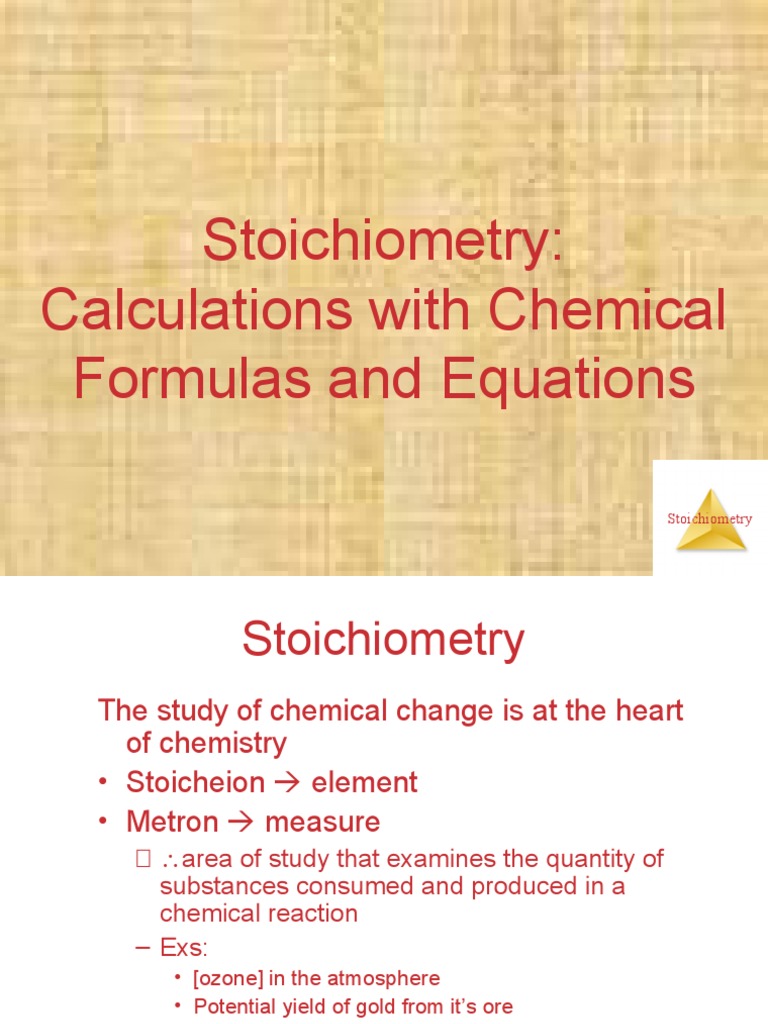 Stoichiometry: Calculations With Chemical Formulas and Equations | PDF | Stoichiometry | Mole (Unit)