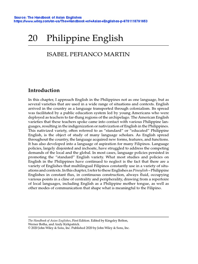 20 Philippine English: Isabel Pefianco Martin | PDF
