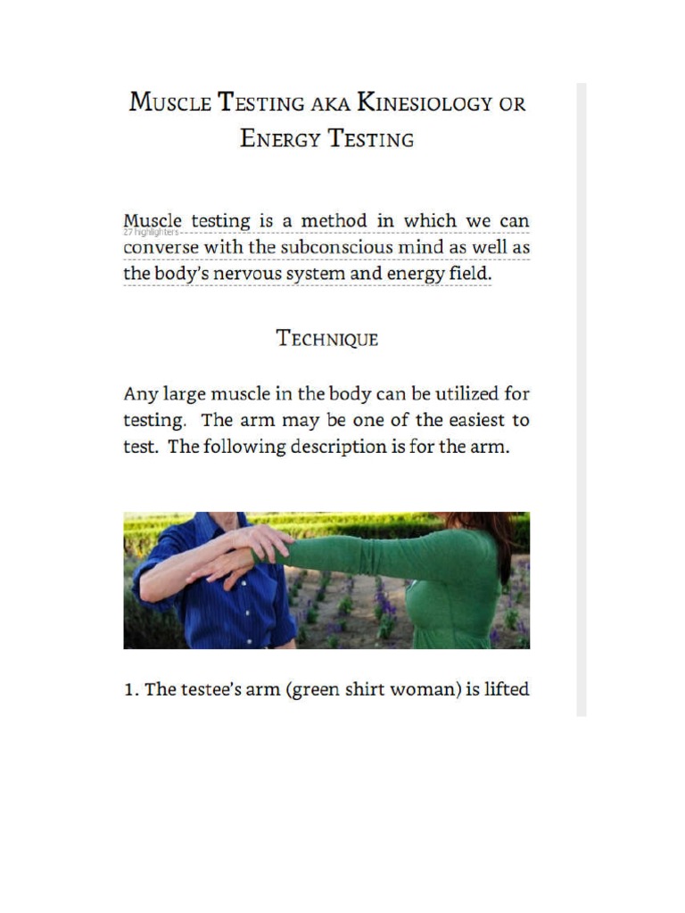 Psych-k-Muscle Testing Aka Kinesiology | PDF