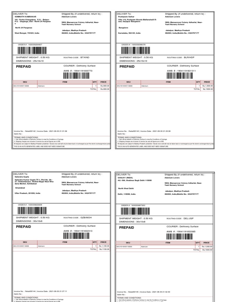 Shipment Details for Pushpam Woods | PDF