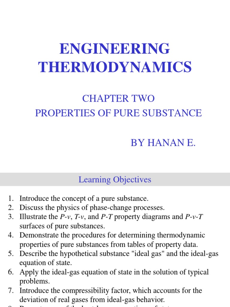 Engineering Thermodynamics: Chapter Two Properties of Pure Substance | PDF | Phase (Matter ...