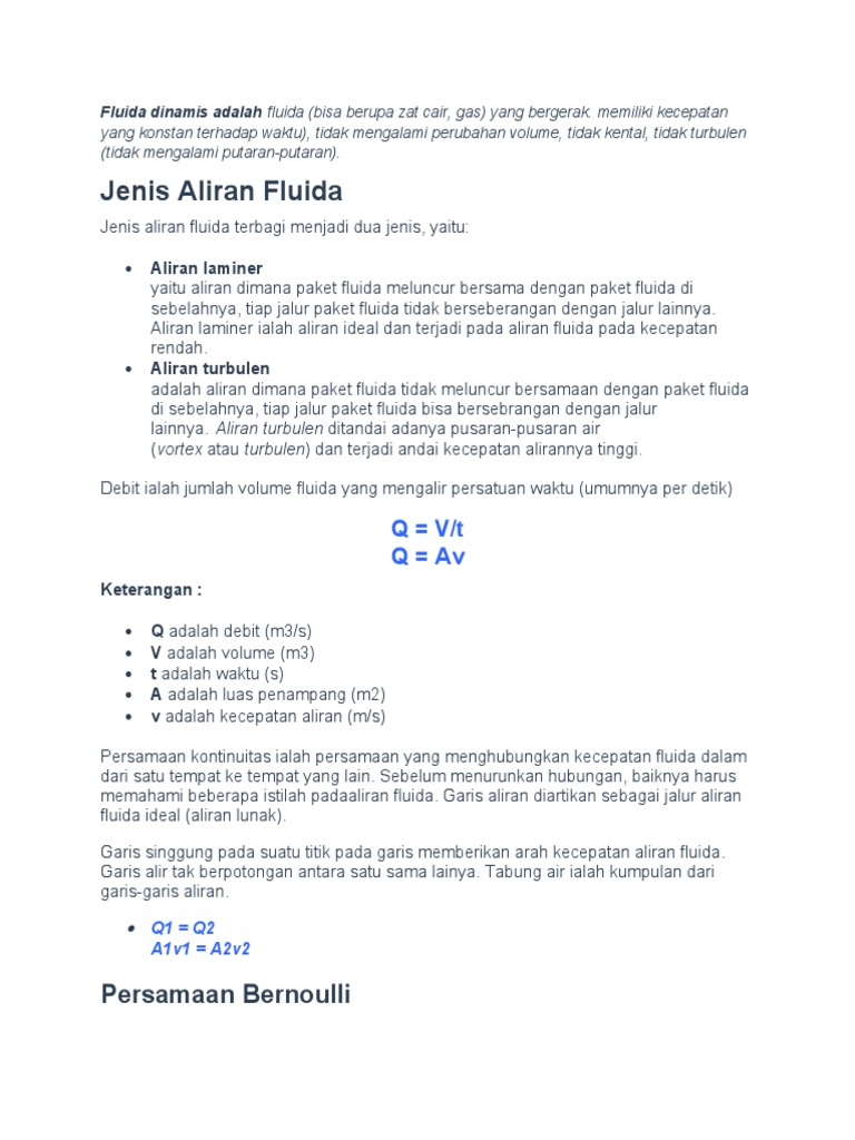 Teori Dasar Fluida Dinamis | PDF