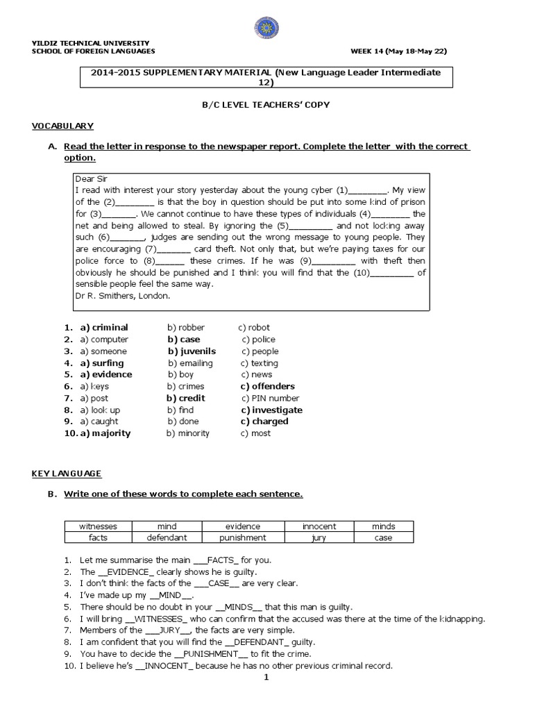 New Language Leader Intermediate Unit 12 Key | Download Free PDF ...
