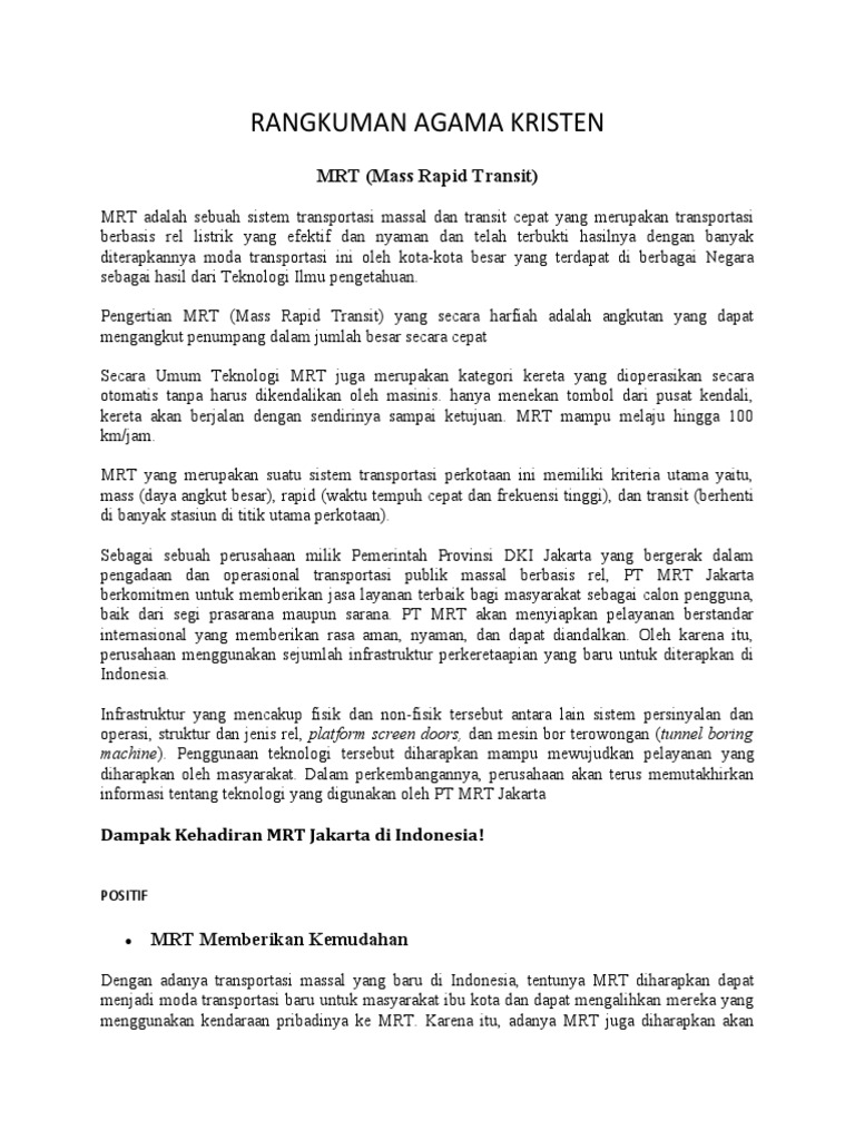 Tugas Agama Kelompok - MRT | PDF