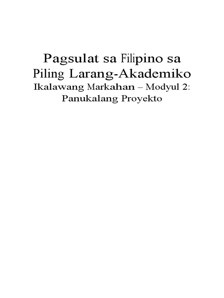 FPL Akad q2 Mod2 Panukalang Proyekto | PDF