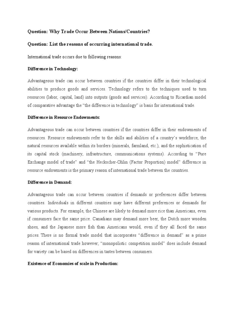 Why Trade Between Nations | PDF | Comparative Advantage | Trade