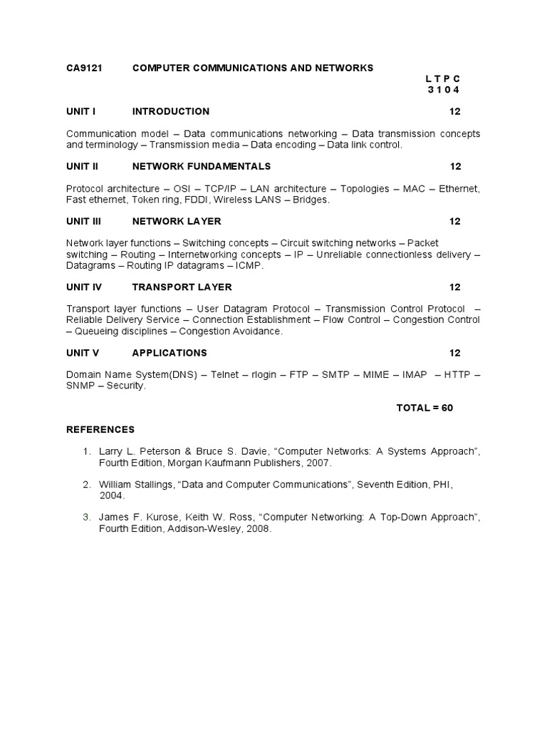 2nd Sem Syllabus | PDF | Computer Network | Internet Protocol Suite