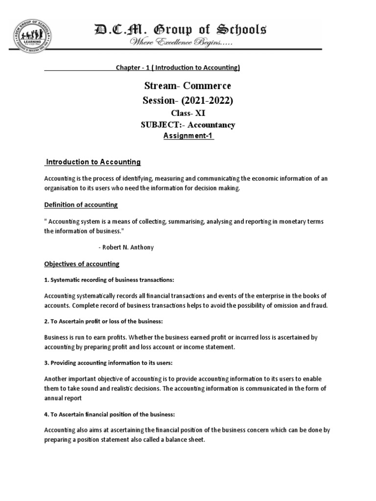 Assignment - 1 CH1 (+1 Accounts) | PDF | Accounting | Income Statement