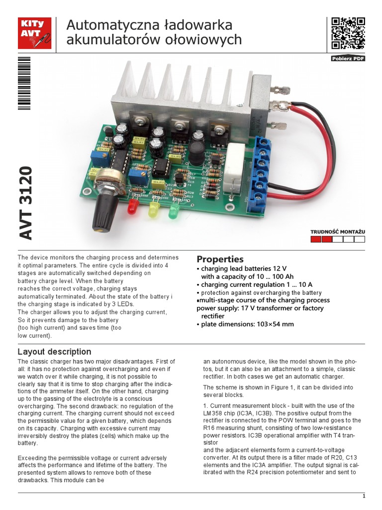 Automatyczna Ładowarka Akumulatorów Ołowiowych: Kity AVT | PDF ...