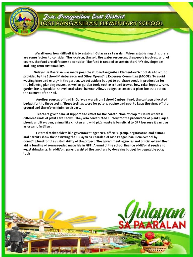 Gulayan Sa Paaralan Essay | PDF
