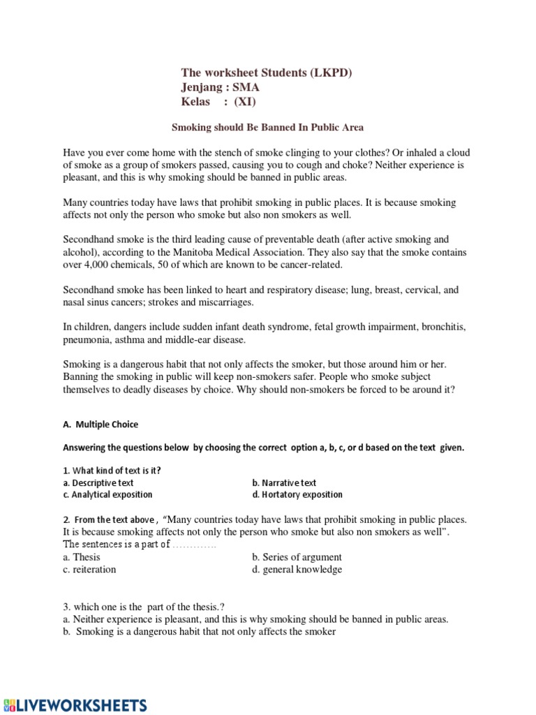 Worksheet Analytical Exposition | PDF | Adjective | Smoking