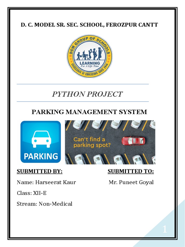 Python Project: Parking Management System | Download Free PDF ...