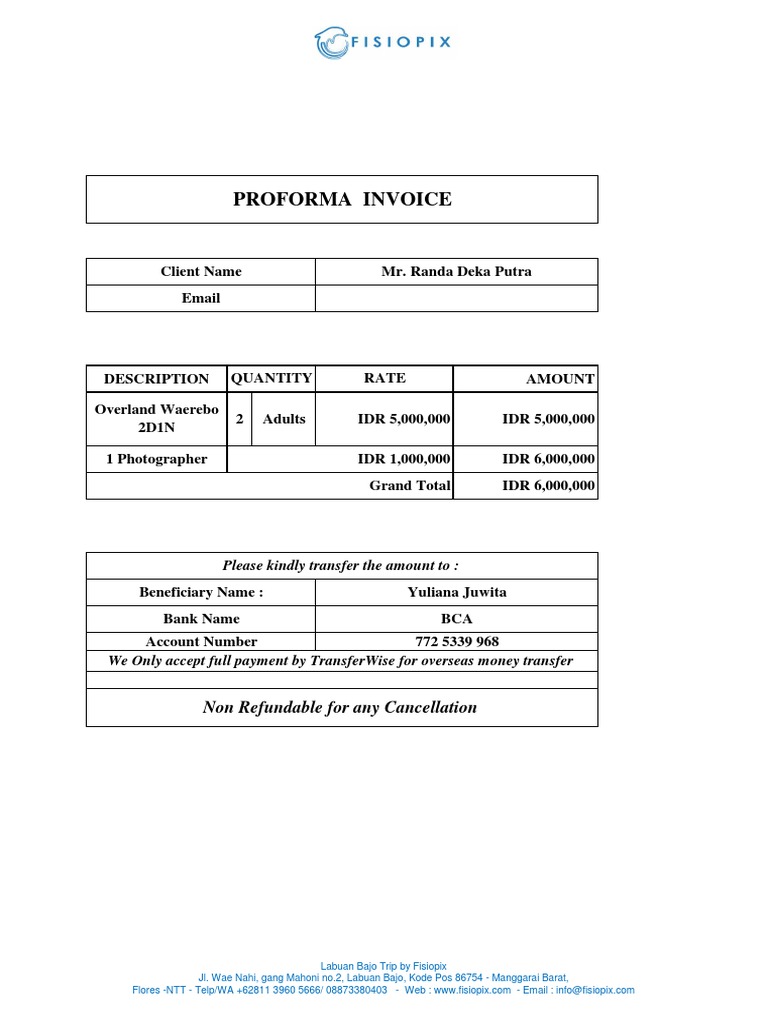Mr. Randa Deka Putra Waerebo Invoice | PDF | Money | Payments