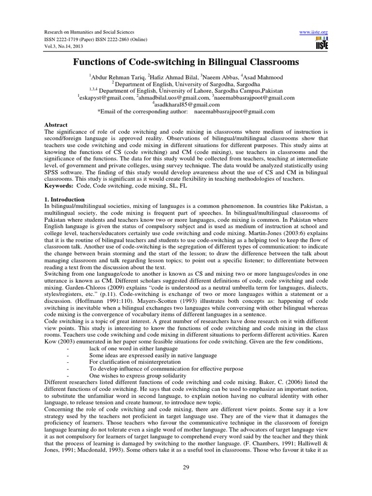 Functions of Code-Switching in Bilingual | PDF | Multilingualism ... Functions of Code-Switching in Bilingual | PDF | Multilingualism ...