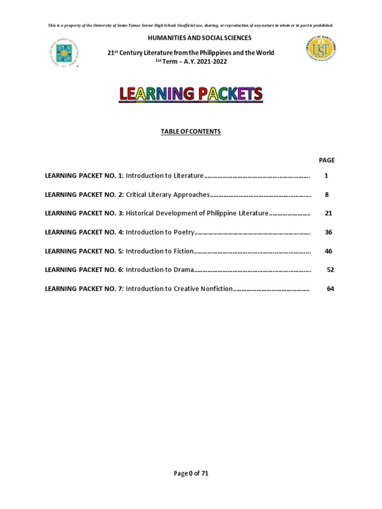 Final - Complete Learning Packets 2021-2122 | PDF | Poetry | Deconstruction