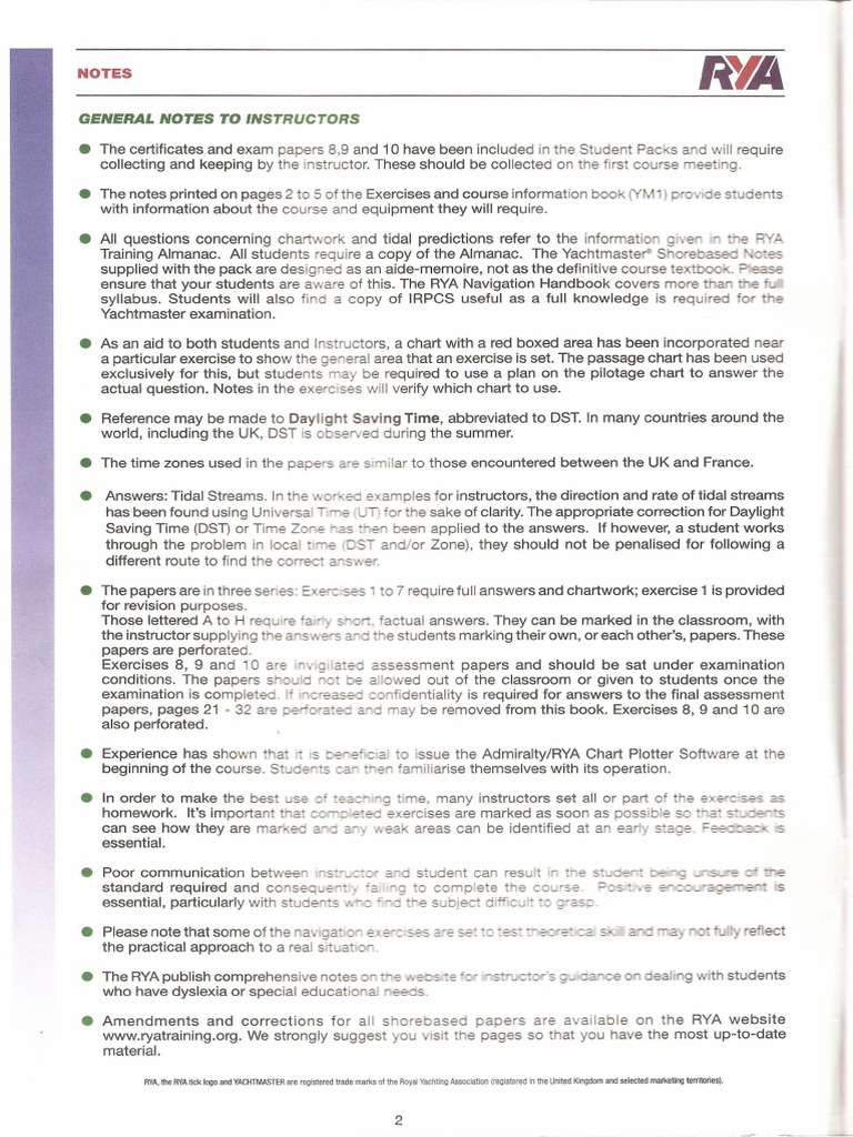 RYA-MCA Coastal Skipper-Yachtmaster Offshore Shorebased 2008 Answers ... RYA-MCA Coastal Skipper-Yachtmaster Offshore Shorebased 2008 Answers ...