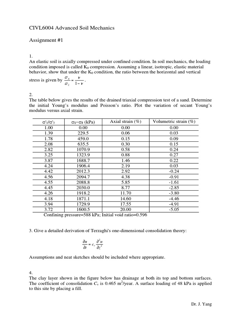 CIVL6004 Advanced Soil Mechanics Assignment #1: U U C T Z | PDF | Soil ... CIVL6004 Advanced Soil Mechanics Assignment #1: U U C T Z | PDF | Soil ...