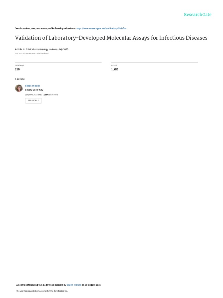Validation of Laboratory-Developed Molecular Assay | PDF | Food And ...