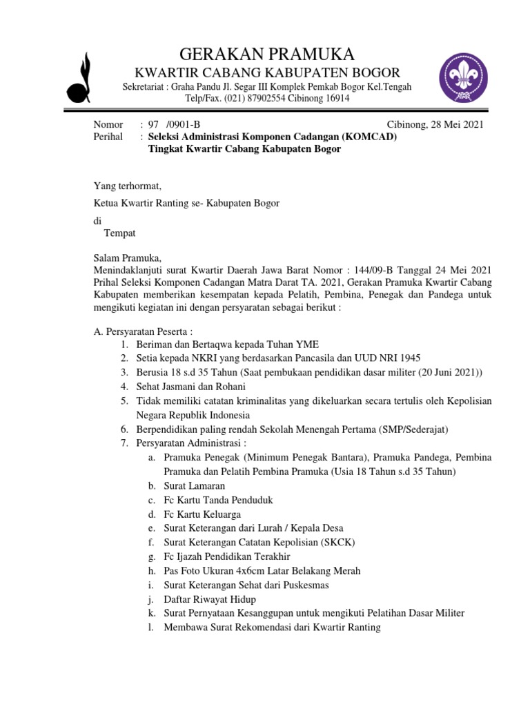 Surat Edaran Komcad | PDF | Olahraga & Rekreasi