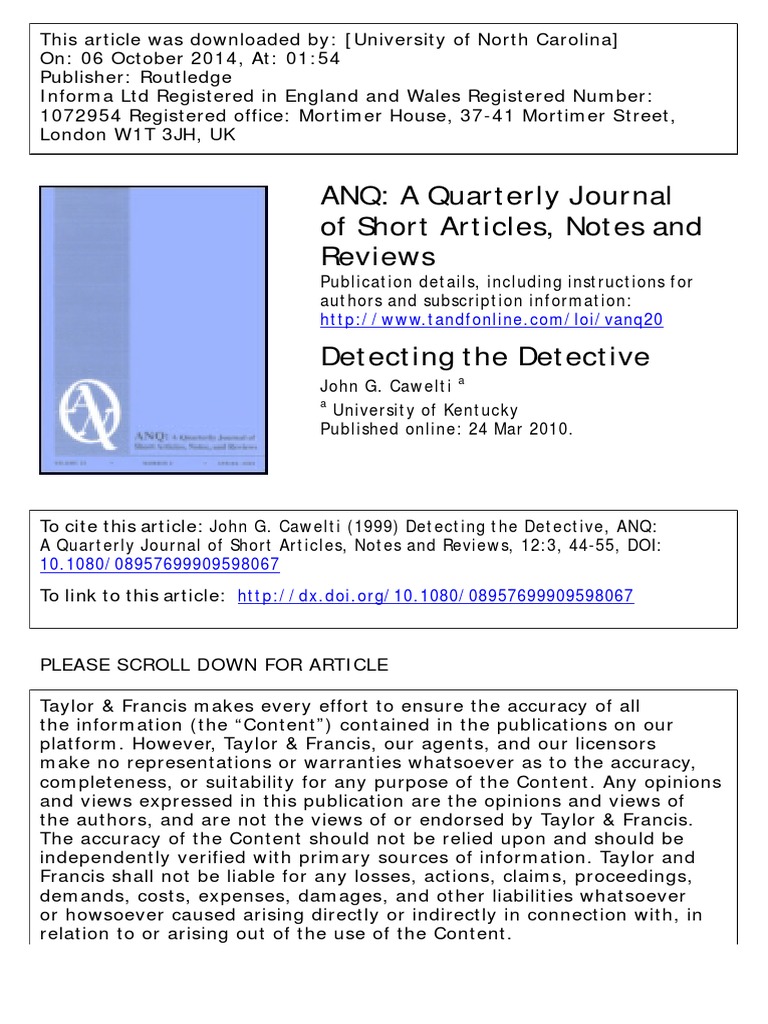 ANQ: A Quarterly Journal of Short Articles, Notes and Reviews | PDF ...