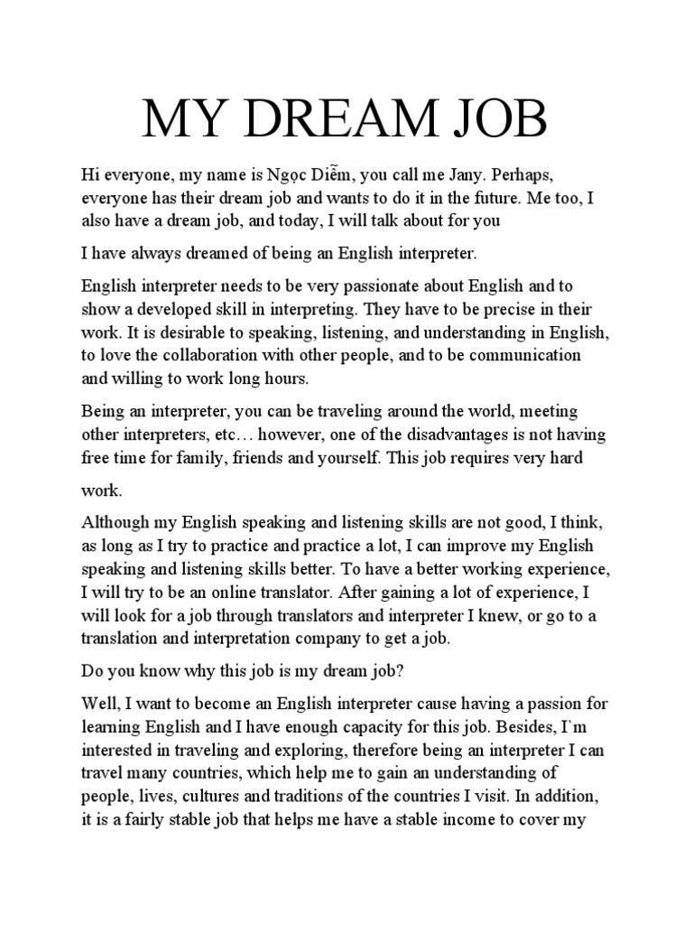 My Dream Job | PDF | Career & Growth | Language Arts & Discipline