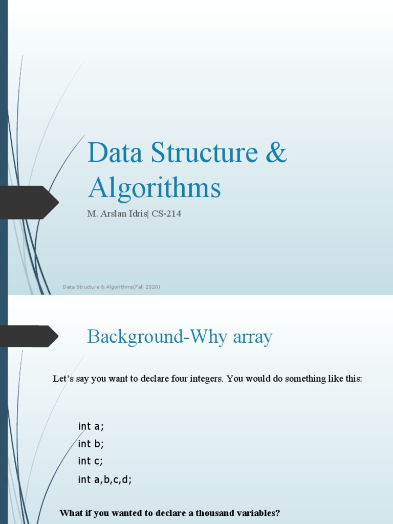 Data Structure & Algorithms: M. Arslan Idris - CS-214 | Download Free ... Data Structure & Algorithms: M. Arslan Idris - CS-214 | Download Free ...