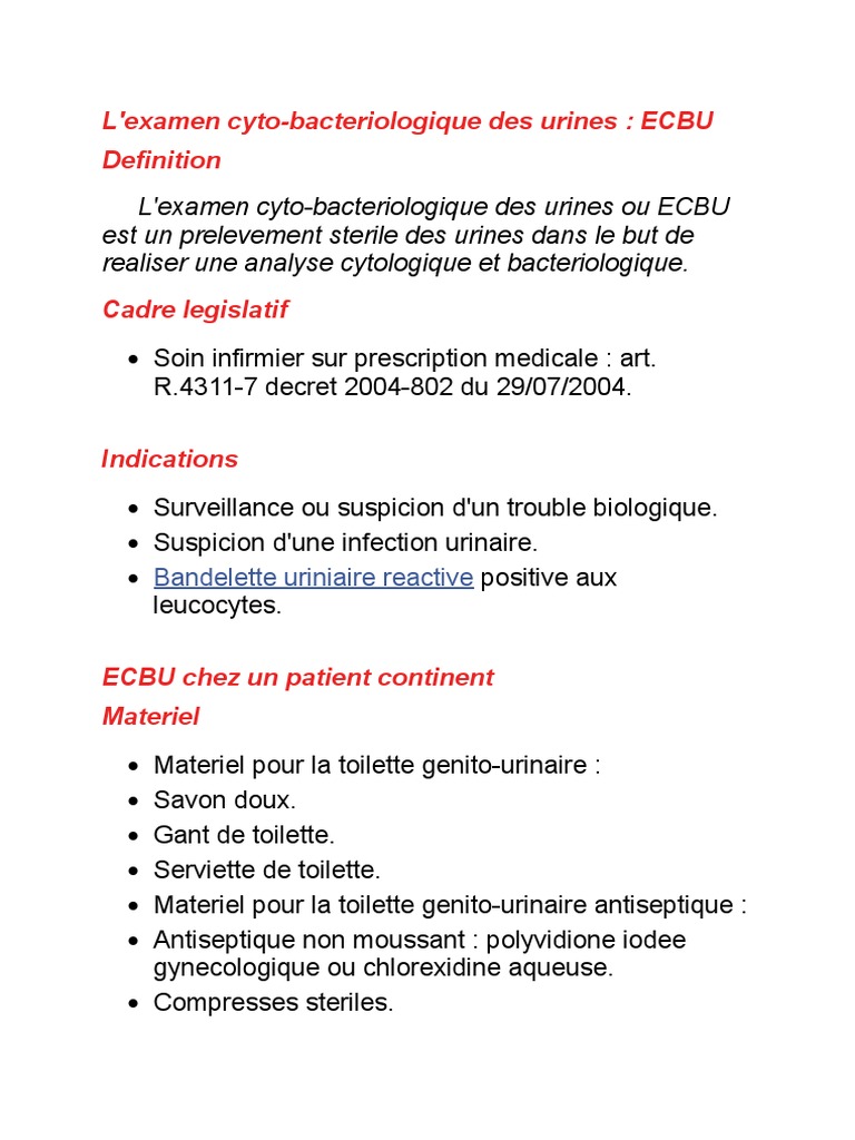 ECBU | PDF | Hygiène des mains | Médecine