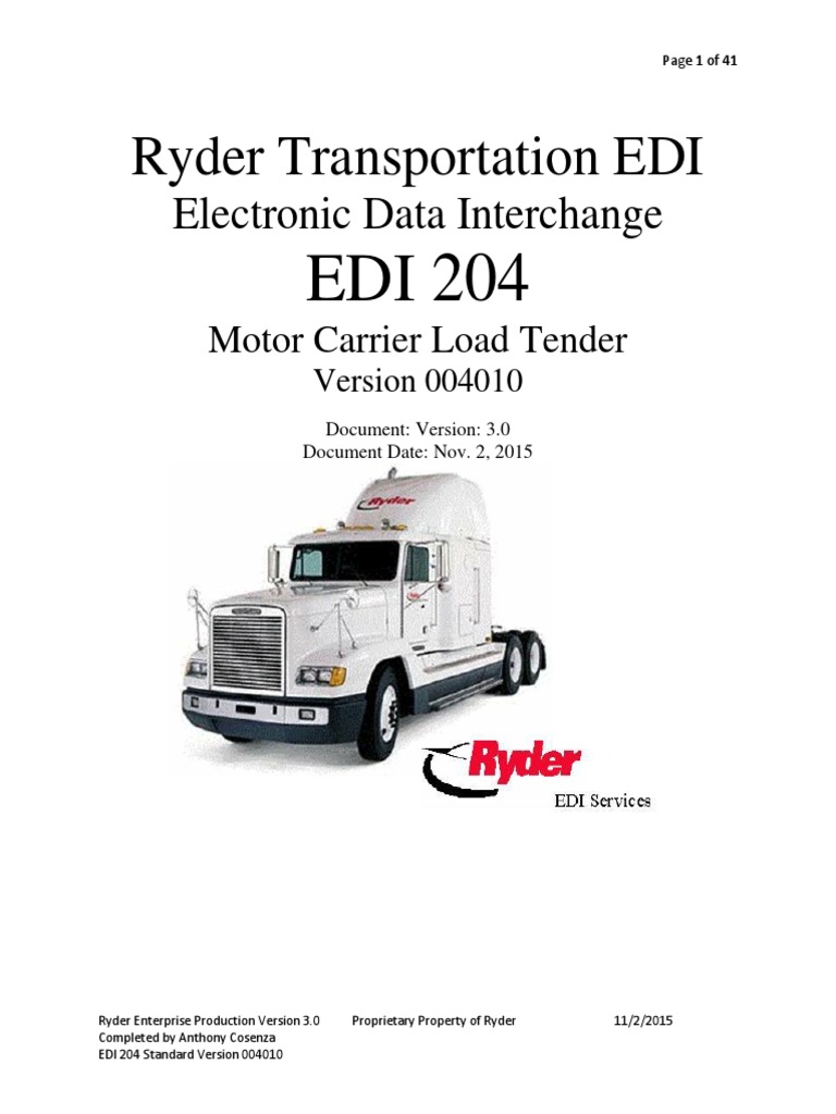 204 Motor Carrier Load Tender | PDF | Electronic Data Interchange | Cargo