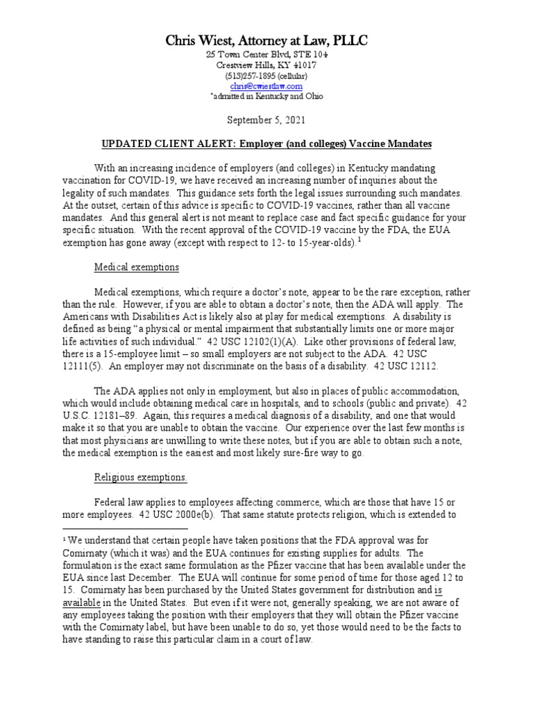 Chris Wiest, Attorney at Law, PLLC: UPDATED CLIENT ALERT: Employer (And ...