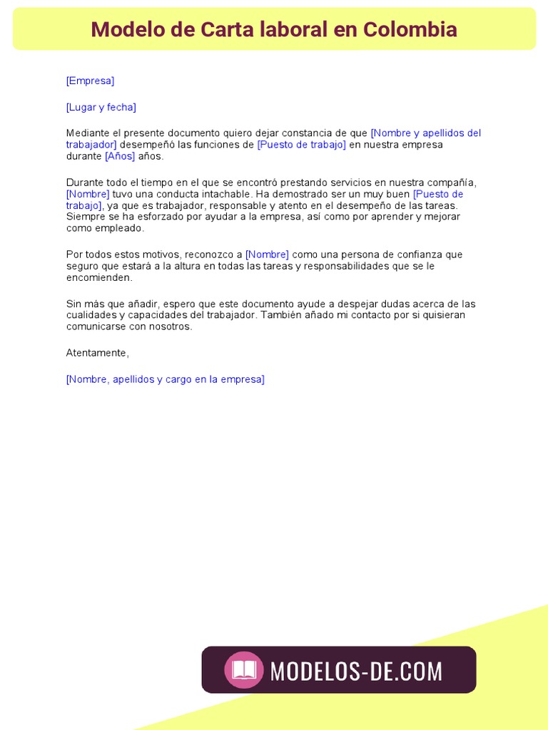 Modelo Carta Laboral Colombia | PDF
