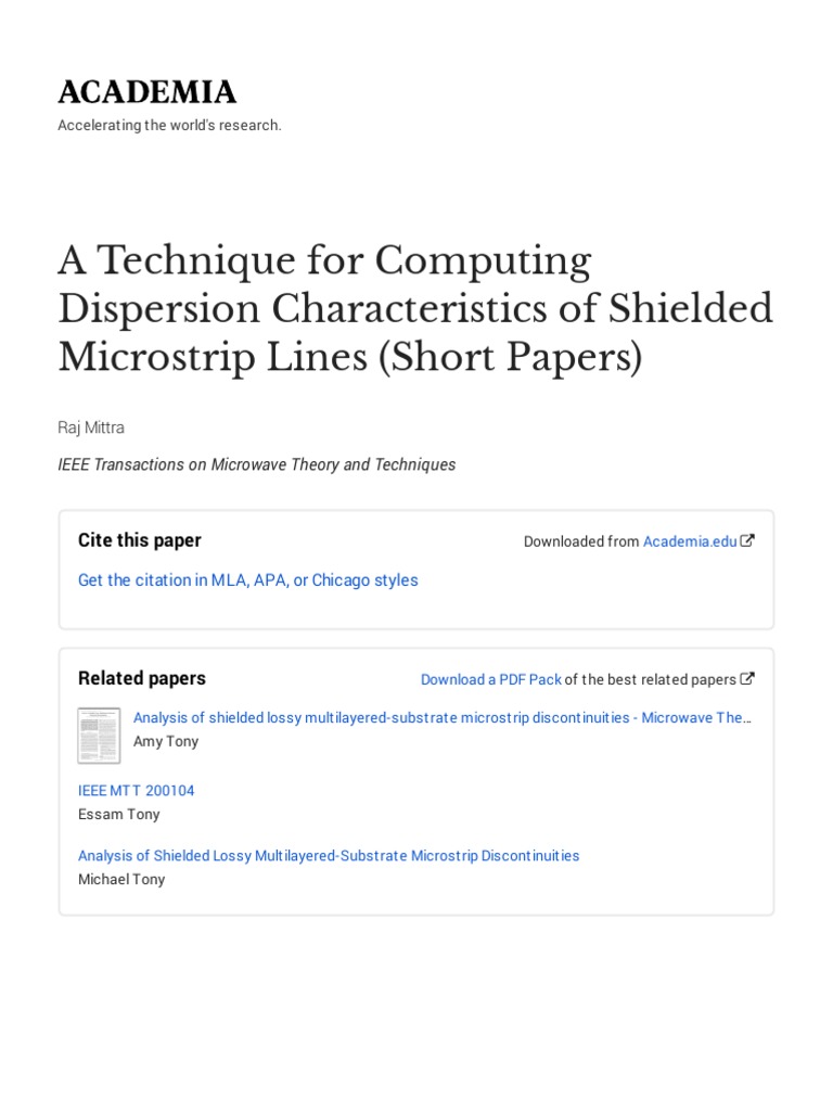 Dispersion in Shielded Microstrip Lines | PDF | Fourier Transform ...