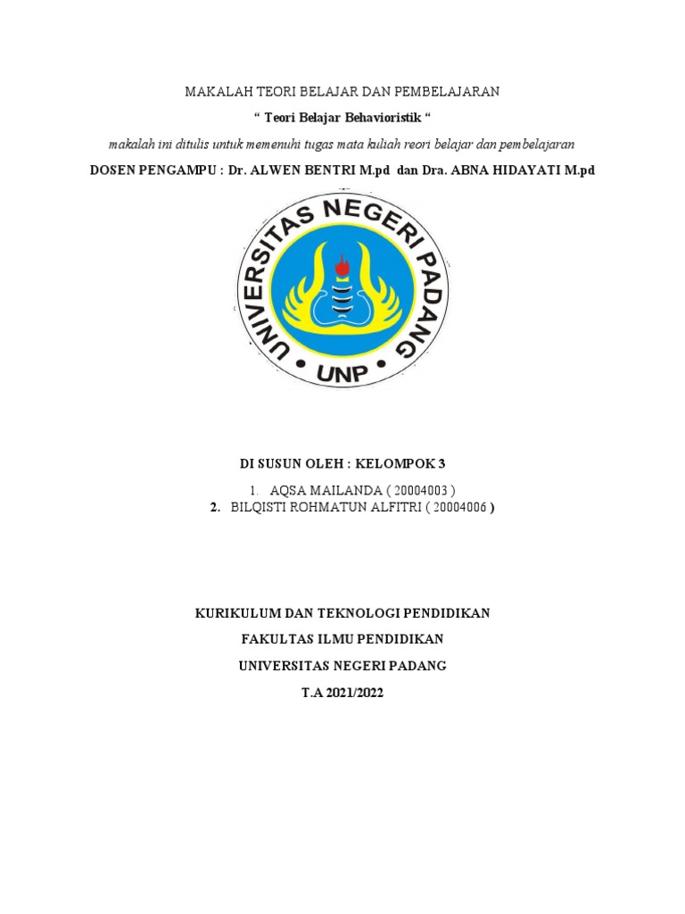 Makalah Teori Belajar Dan Pembelajaran | PDF