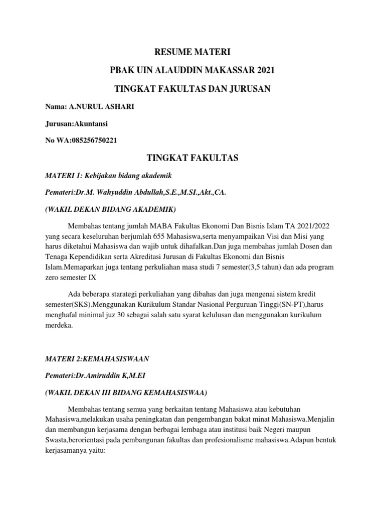 Resume - Materi Pbak Kamis | PDF