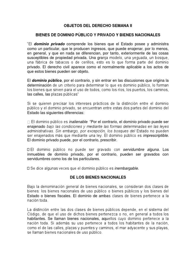 Bienes de Dominio Público y Privado Semana 2 | PDF | Bienes (Ley ...
