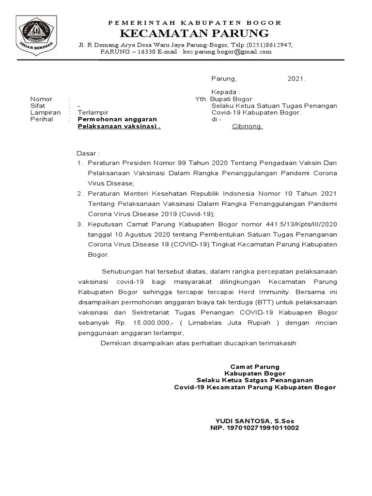 Surat Permohonan Bantuan | PDF