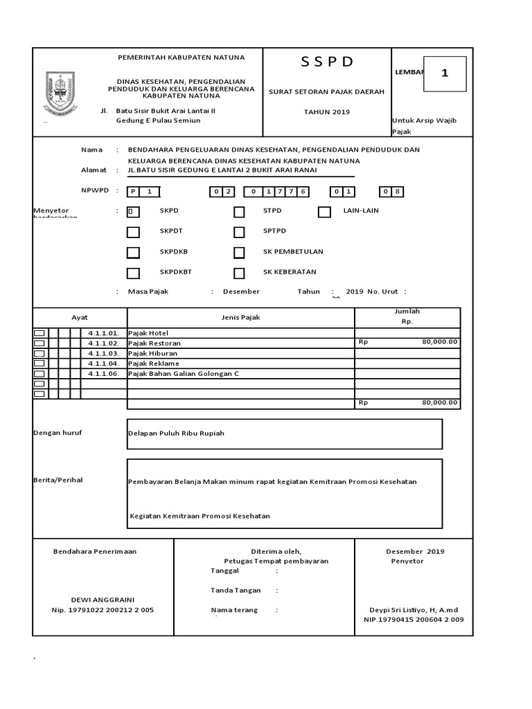 Format Pajak Makan Minum Rapat KEMITRAAN | PDF