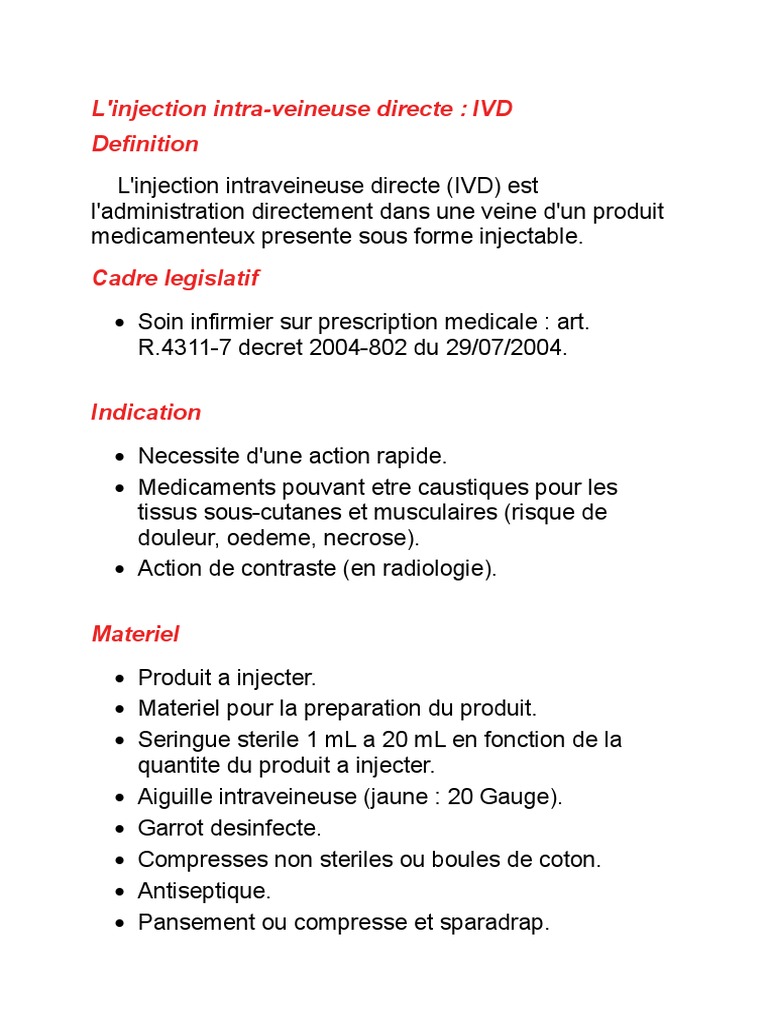 L'injection Intra-Veineuse Directe: IVD | PDF | Médecine clinique ...