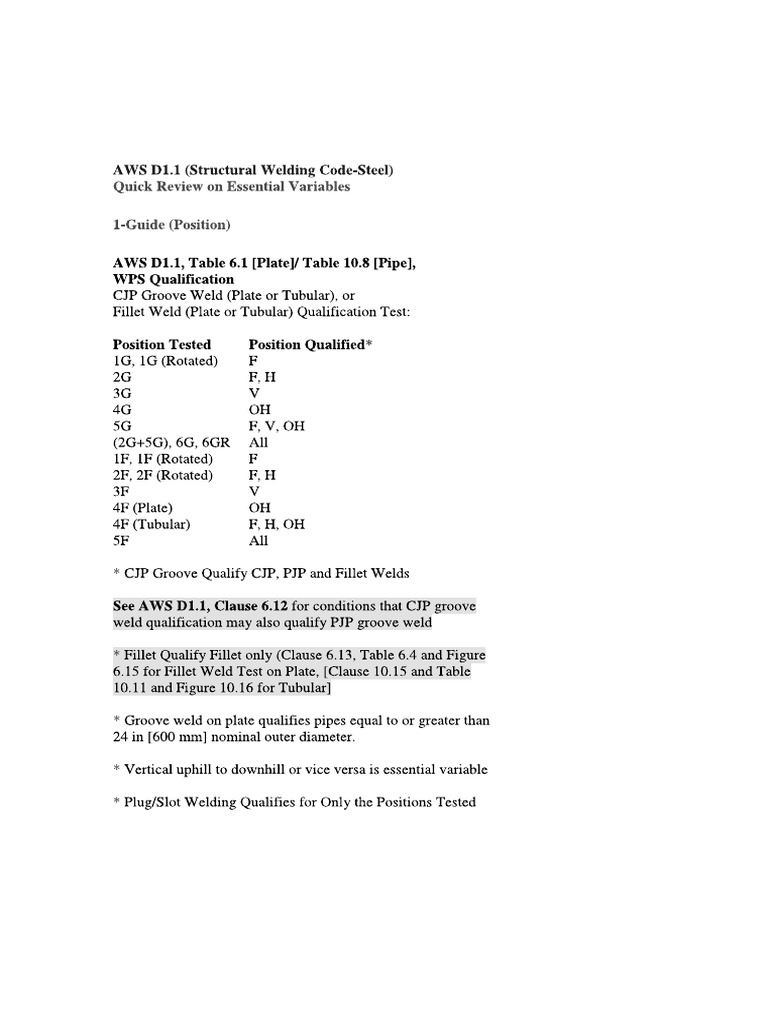 AWS D 1.1 Note | PDF