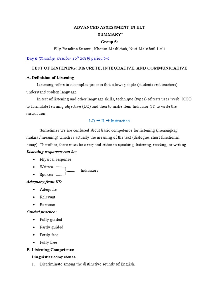 Listening Test Techniques in ELT | PDF | Multiple Choice | English Language