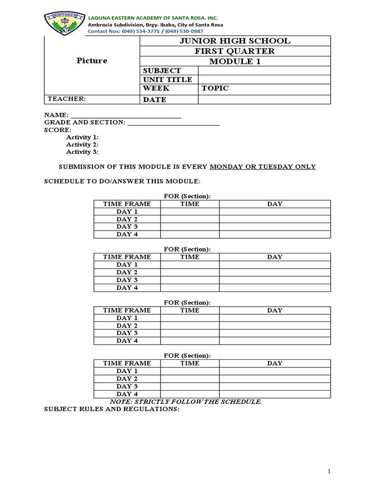 Junior High School Module 1 Overview | PDF | Communication | Education ...